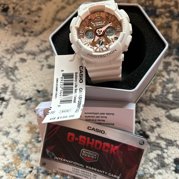 G-Shock | Accessories | Womens Bnwt Gshock Watch White And Rose Gold ...